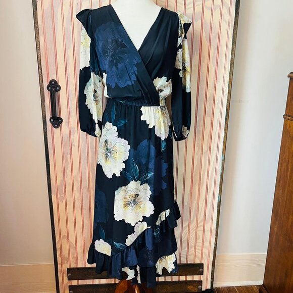 Tracy Reese | Dresses | Tracy Reese Silk Peony Floral Navy Garden Dress ...